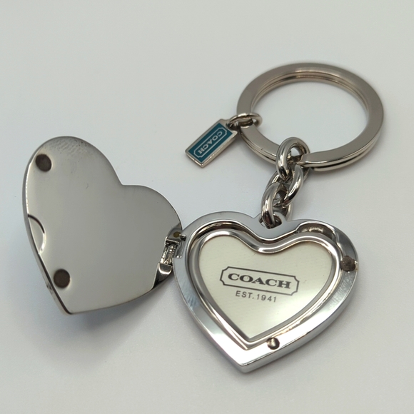 Coach | Accessories | Coach Teal Enamel Heart Locket Keychain Kissing ...
